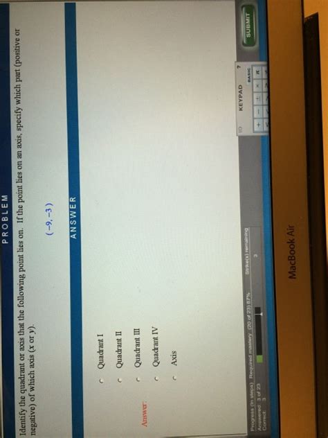 Solved Identify The Quadrant Or Axis That The Following