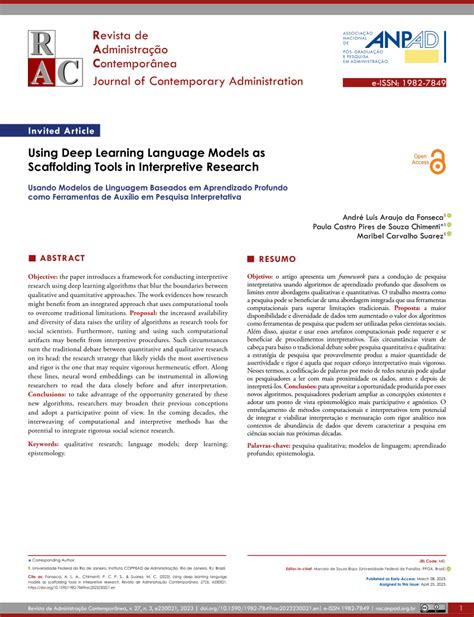 Pdf Using Deep Learning Language Models As Scaffolding Tools In Interpretive Research