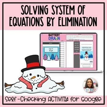 Solving Systems Of Equations By Elimination Digital Winter Math Activity