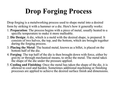 Drop Forging Presentation Of Manufacturing Processespptx