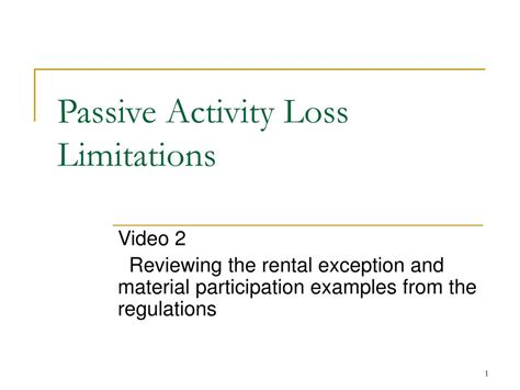 Ppt Passive Activity Loss Limitations Powerpoint Presentation Free Download Id501256