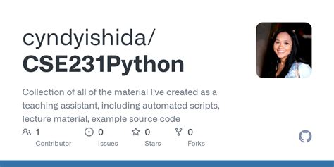 github cyndyishida cse231python collection of all of the material i
