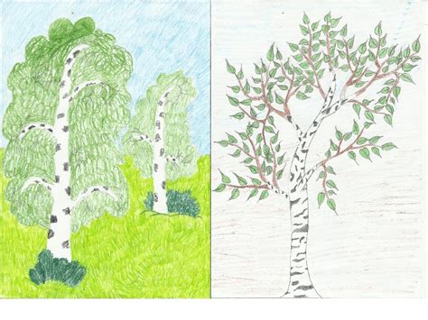 26 идеи для рисунков Маленькая березка