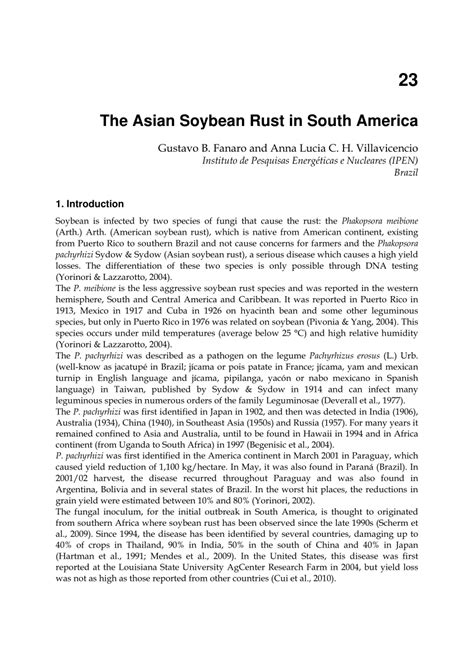 Pdf The Asian Soybean Rust In South America