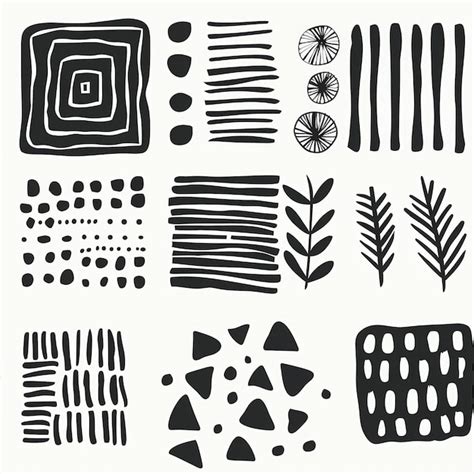 Abstract Geometric Shapes And Patterns In Black And White Premium Ai Generated Image