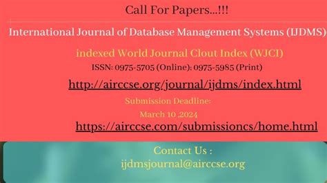 Stephen Leo On Linkedin Call For Papers International Journal Of Database Management…