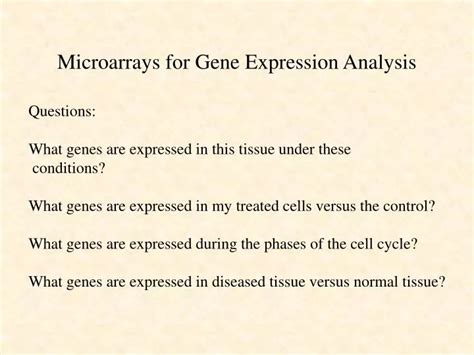 Ppt Microarrays For Gene Expression Analysis Powerpoint Presentation