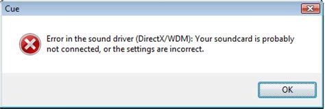 VirtualDJ Error In The Sound Driver Direct X WDM