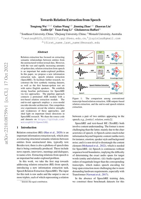 Pdf Towards Relation Extraction From Speech