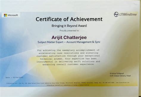 Ltimindtree Microsoft Gratitude Teamwork Recognition Arijit