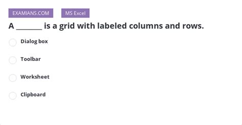 A Is A Grid With Labeled Columns And Rows Examians
