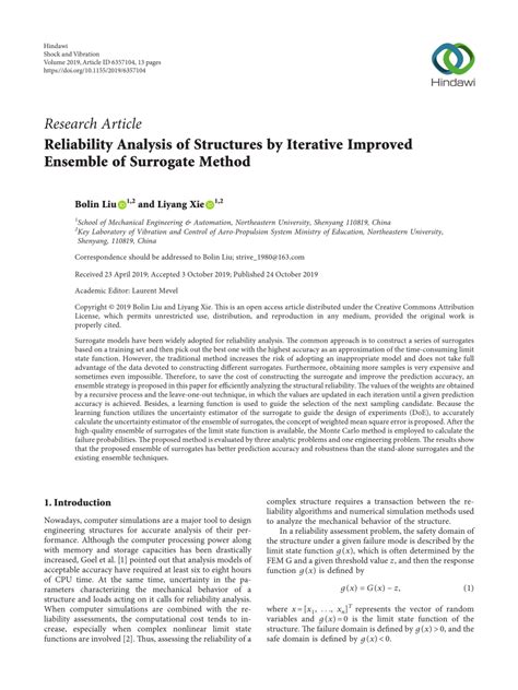 Pdf Reliability Analysis Of Structures By Iterative Improved Ensemble Of Surrogate Method
