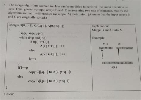 Solved The Merge Algorithm Covered In Class Can Be Chegg Com