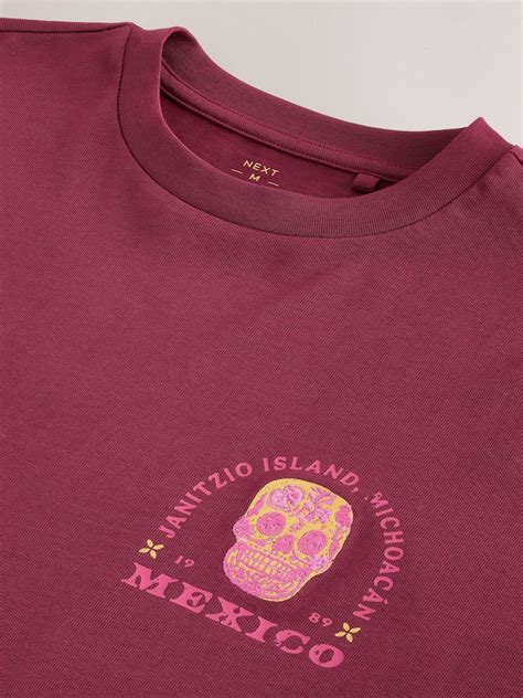 Buy Pink Mexico Spine Relaxed Fit Graphic Print Heavy Weight T Shirt