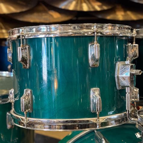 Vintage 1980s Tama Superstar Rock Outfit In Aquamarine Lacquer 14x2