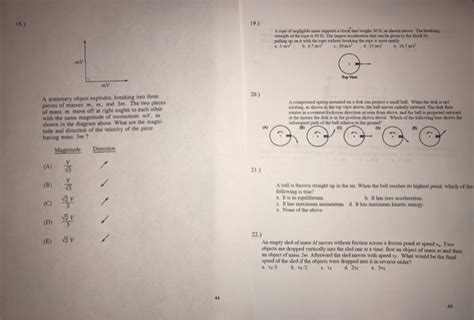 solved a stationary object explodes breaking into three