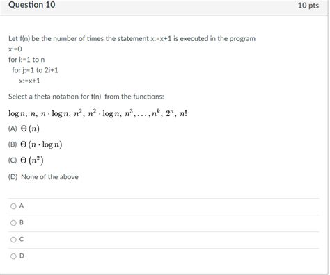 Solved Question 10 10 Pts Let F N Be The Number Of Times Chegg Com