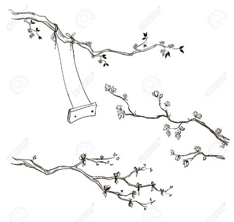 Set Of Doodle Tree Branches Branch With A Swing Vector Sketch Stock Vector 32060587