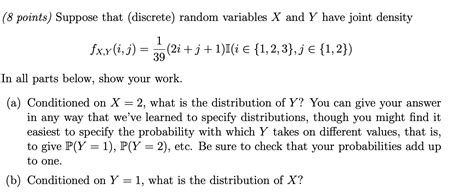 Solved 8 Points Suppose That Discrete Random Variables