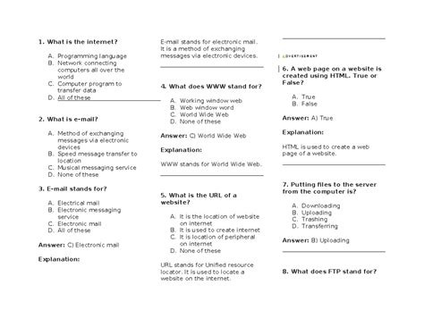 Ms Internet Good Notes 1 What Is The Internet A Programming Language B Network