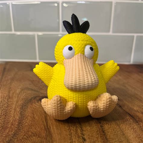 3d Printed Psyduck Inspired Figure Knitted Texture Pokémon Collectib