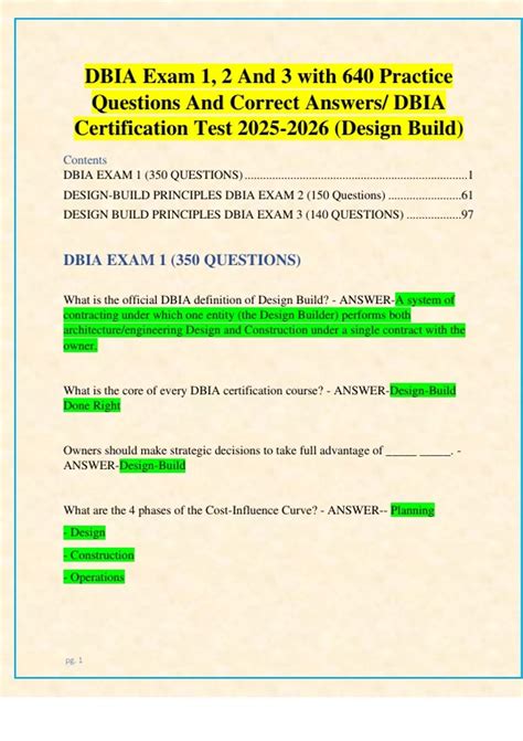 dbia exam 1 2 and 3 with 640 practice questions and correct answers