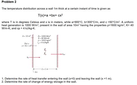 [solved] Problem 2 The Temperature Distribution Across A Wa