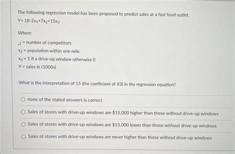 solved the following regression model has been proposed to