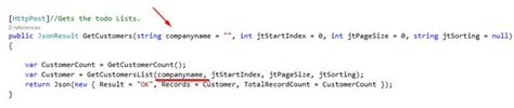 Using JTable Grid With ASP NET MVC