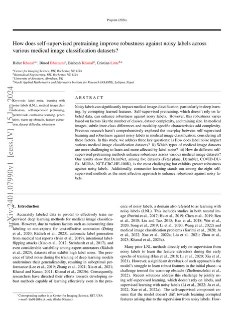 Pdf How Does Self Supervised Pretraining Improve Robustness Against Noisy Labels Across