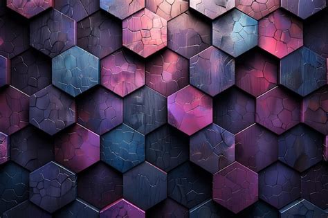 Abstract Hexagonal Pattern With Vibrant Colors And Textures Premium
