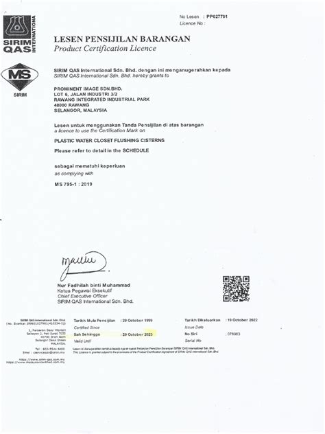 Sirim Certificate 2023 Pdf