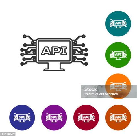 Grey Computer Api Interface Line Icon On White Background Application