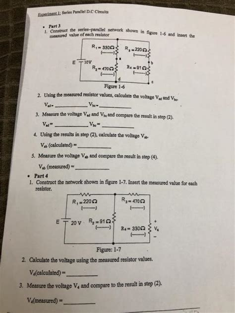 experiment 1 series parallel dc circuits