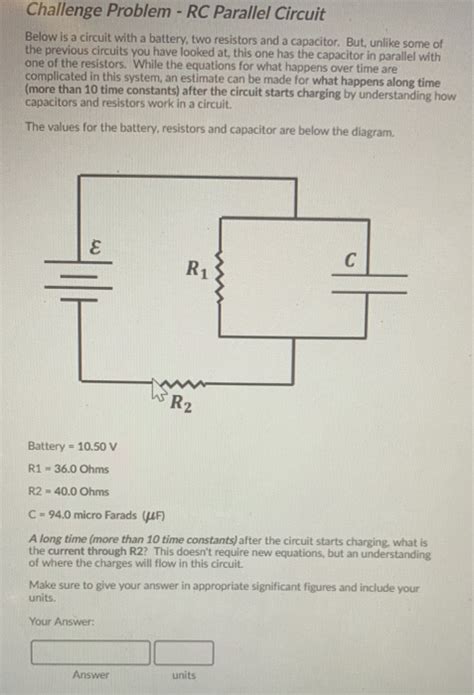 solved challenge problem rc parallel circuit below is a