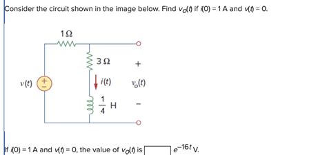 Solved Consider The Circuit Shown In The Image Below Find Chegg