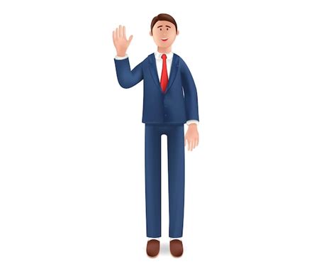 Premium Vector 3d Illustration Of Happy Greeting Gesture Man Waving Hand Smiling Businessman