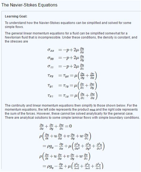 Solved The Navier Stokes Equations Learning Goal To