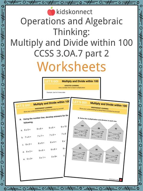 Operations And Algebraic Thinking Multiply And Divide Within 100 Worksheets Library