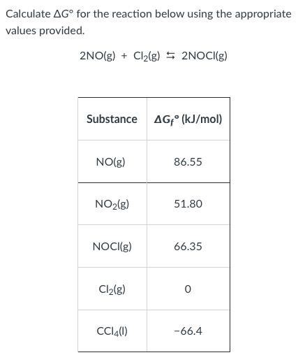 Solved Calculate Agº For The Reaction Below Using The