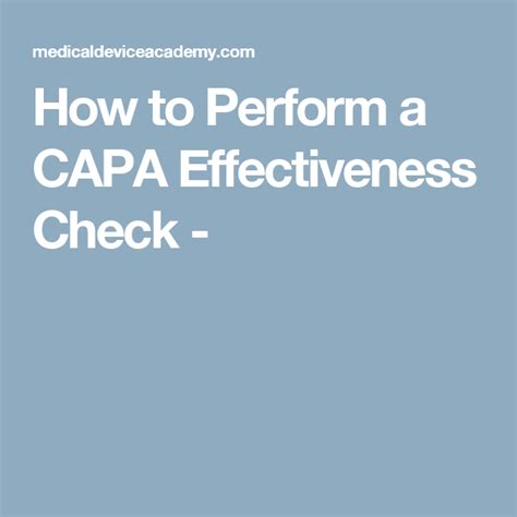 How To Perform A CAPA Effectiveness Check Examples Of Objectives Process Capability