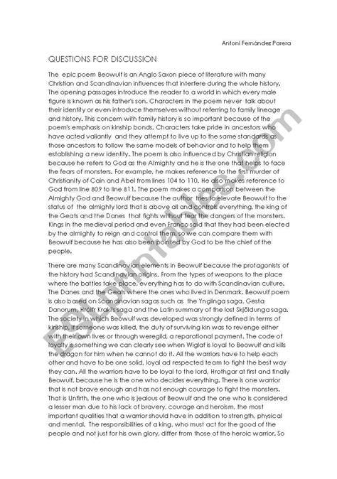 learning reading beowulf esl worksheet by schindler1945