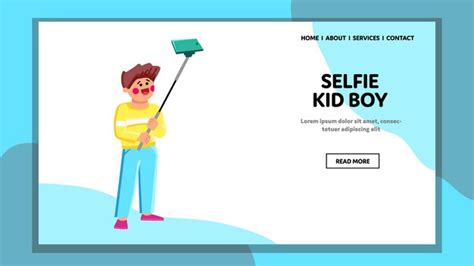 Vecteur De Garçon Enfant Selfie Vecteur Premium
