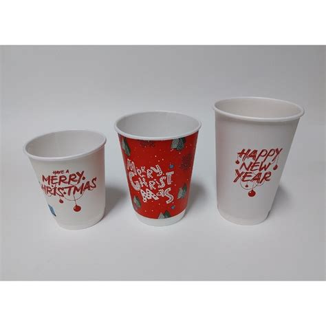 XΑΡΤΙΝΟ ΠΟΤΗΡΙ 12 14ΟΖ ΧΡΙΣΤΟΥΓΕΝΝΙΑΤΙΚΟ ΚΟΚΚΙΝΟ ΔΙΠΛΟΤΟΙΧΟ