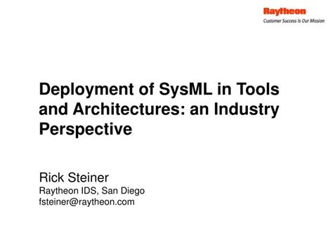 Ppt Deployment Of Sysml In Tools And Architectures An Industry