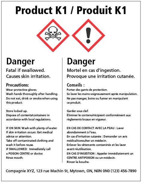 Sample Supplier Label Whmis 2015