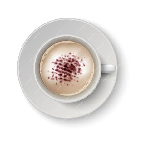 우유 아침 카페인 향기로운 음료와 함께 모의 뜨거운 음료 위에서 흰색 머그 보기에 있는 현실적인 커피 컵 카푸치노는 요소 3d 벡터 단일 격리된 그림을 광고합니다