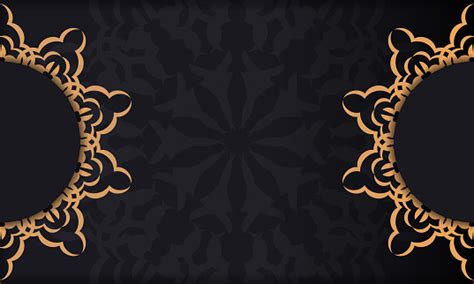 빈티지 패턴엽서 디자인 고급 장식품과 로고를 위한 장소가 있는 블랙 배너 템플릿 0명에 대한 스톡 벡터 아트 및 기타 이미지