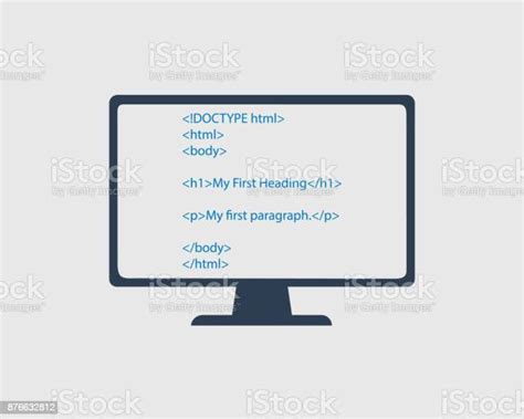 Html 아이콘입니다 컴퓨터 화면에서 Html 코드입니다 0명에 대한 스톡 벡터 아트 및 기타 이미지 0명 Html 개념