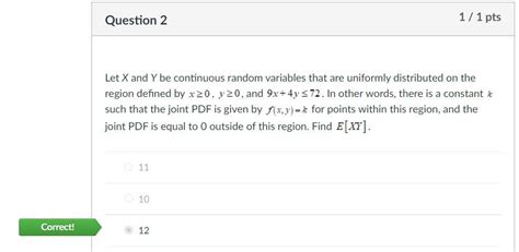 Solved Question Pts Let X And Y Be Continuous Random Chegg